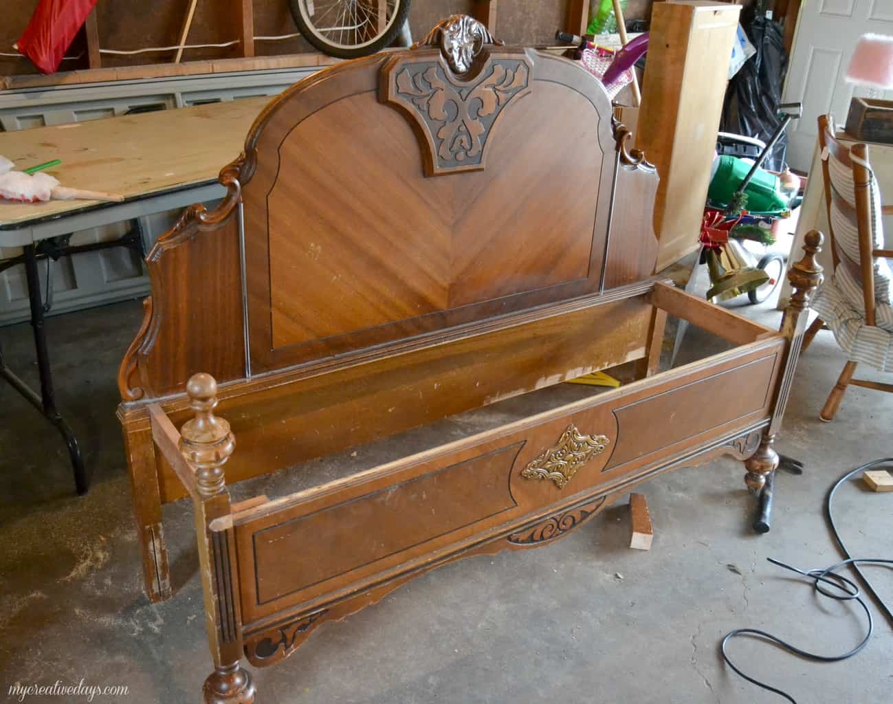 Repurposed Bed Makes Charming Bench My Creative Days Repurposed Bed Makes Charming Bench My Creative Days