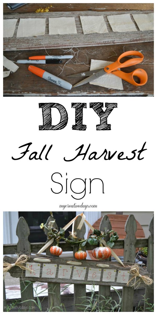 DIY Harvest Sign made from reclaimed pieces and left over craft supplies.