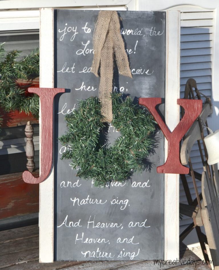 Upcycled Christmas Sign JOY TO THE WORLD - My Creative Days