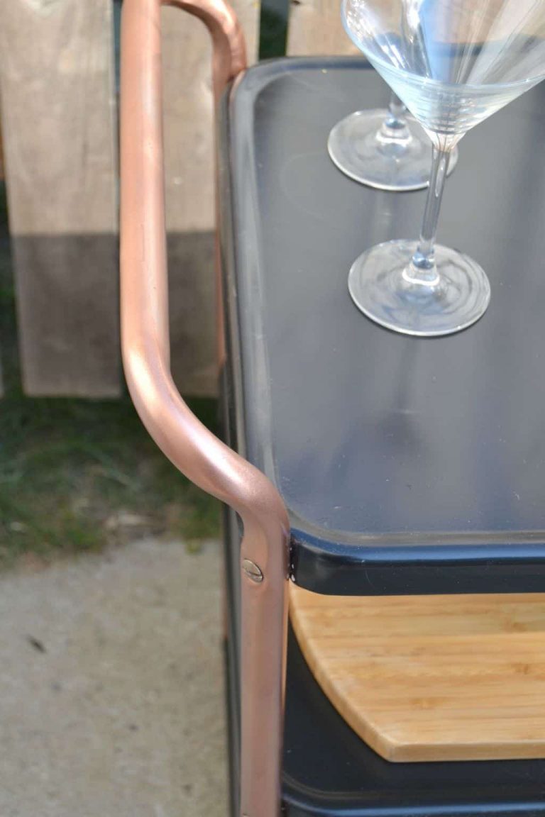DIY Metal Cart Makeover To Use As A Beverage Station.