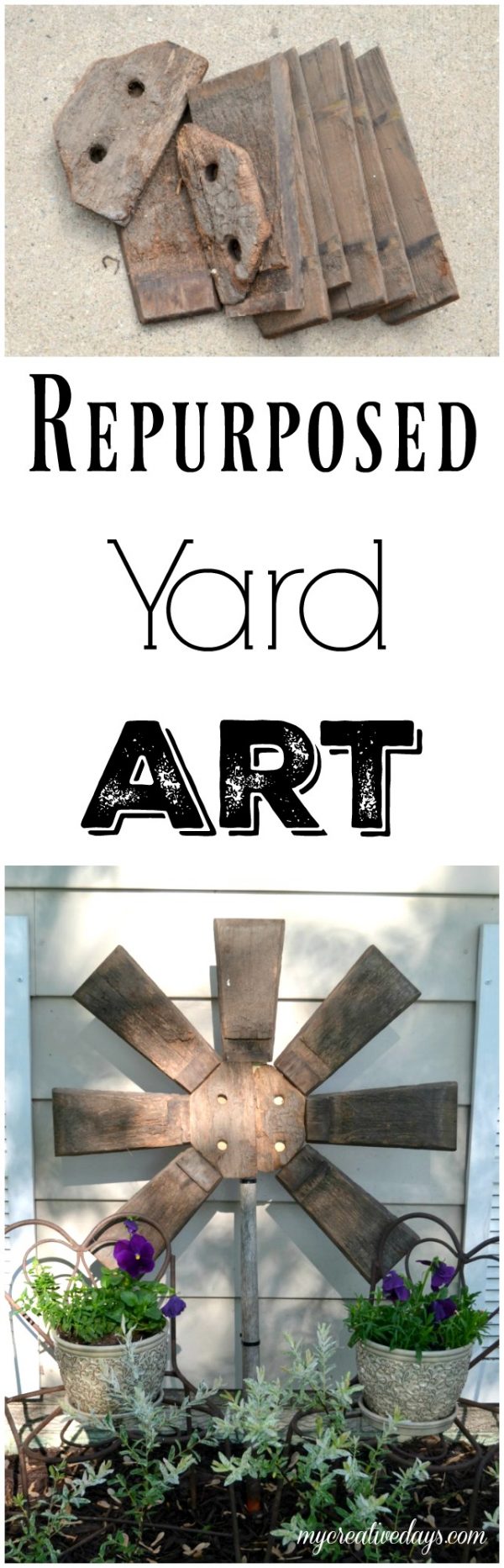 Yard Art Made From A Repurposed Broken Wood Barrel