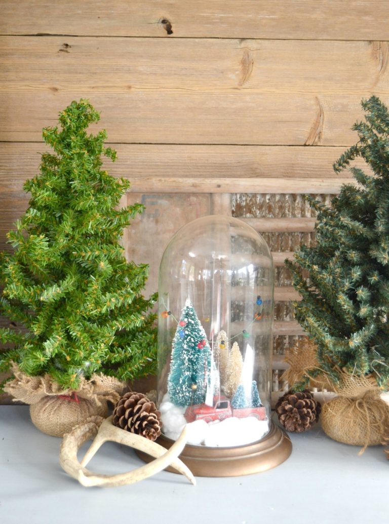 Christmas Cloche Made From Thrift Store Clock - My Creative Days