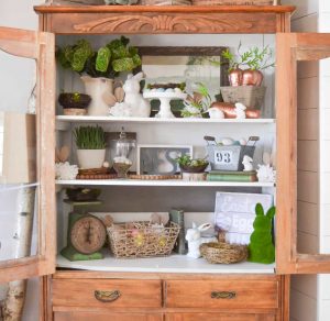 Spring Home Decor {Adding Spring To The New Hutch} - My Creative Days