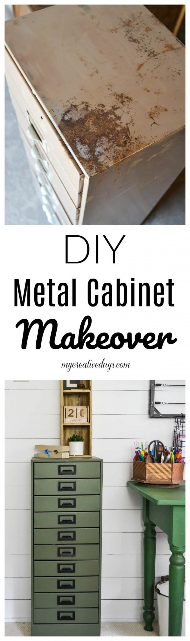 DIY Metal Cabinet Makeover With Paint - My Creative Days