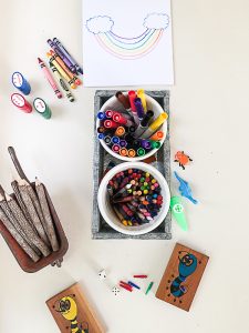 Toddler Activity Table Made From Rerpuposed Tissue Box & An Old Table