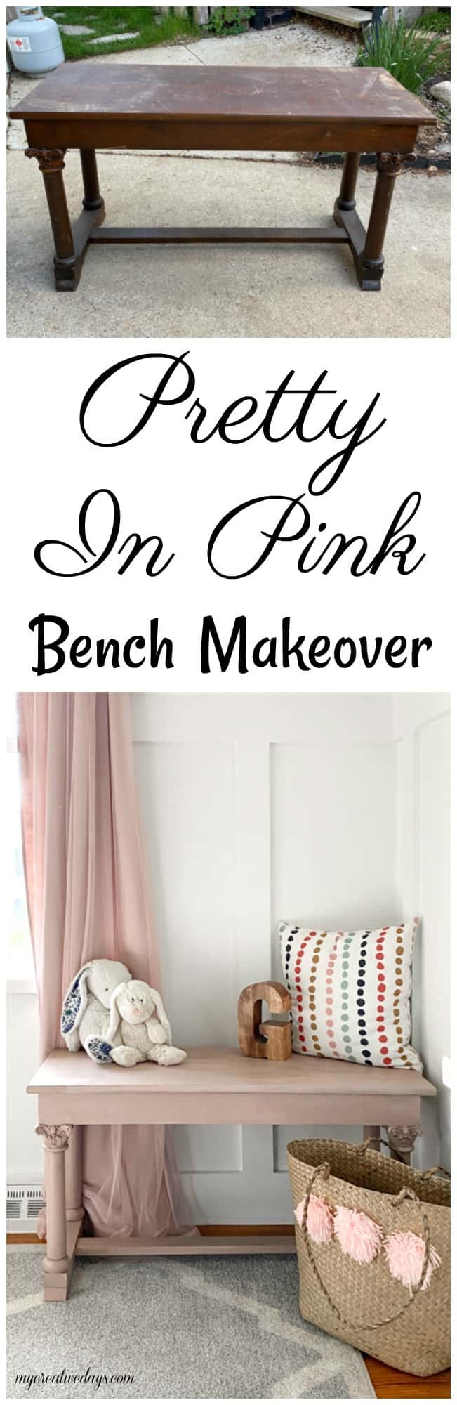 Pretty In Pink Bench Makeover - My Creative Days