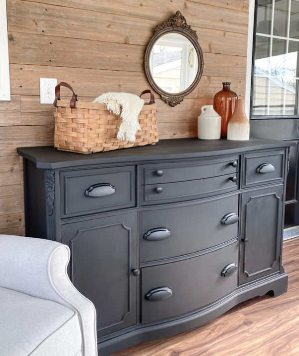 DIY Black Buffet Makeover With Black Hardware - My Creative Days