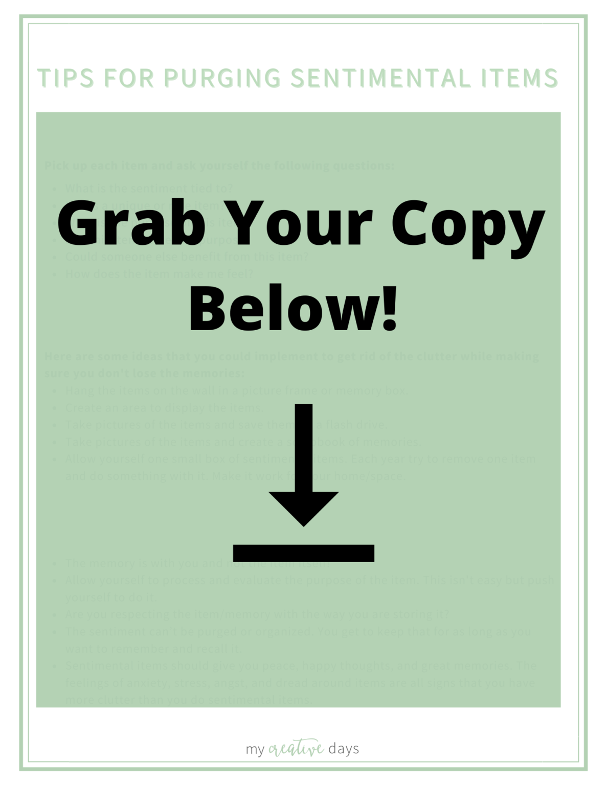 How To Purge and Organize Sentimental Items - My Creative Days