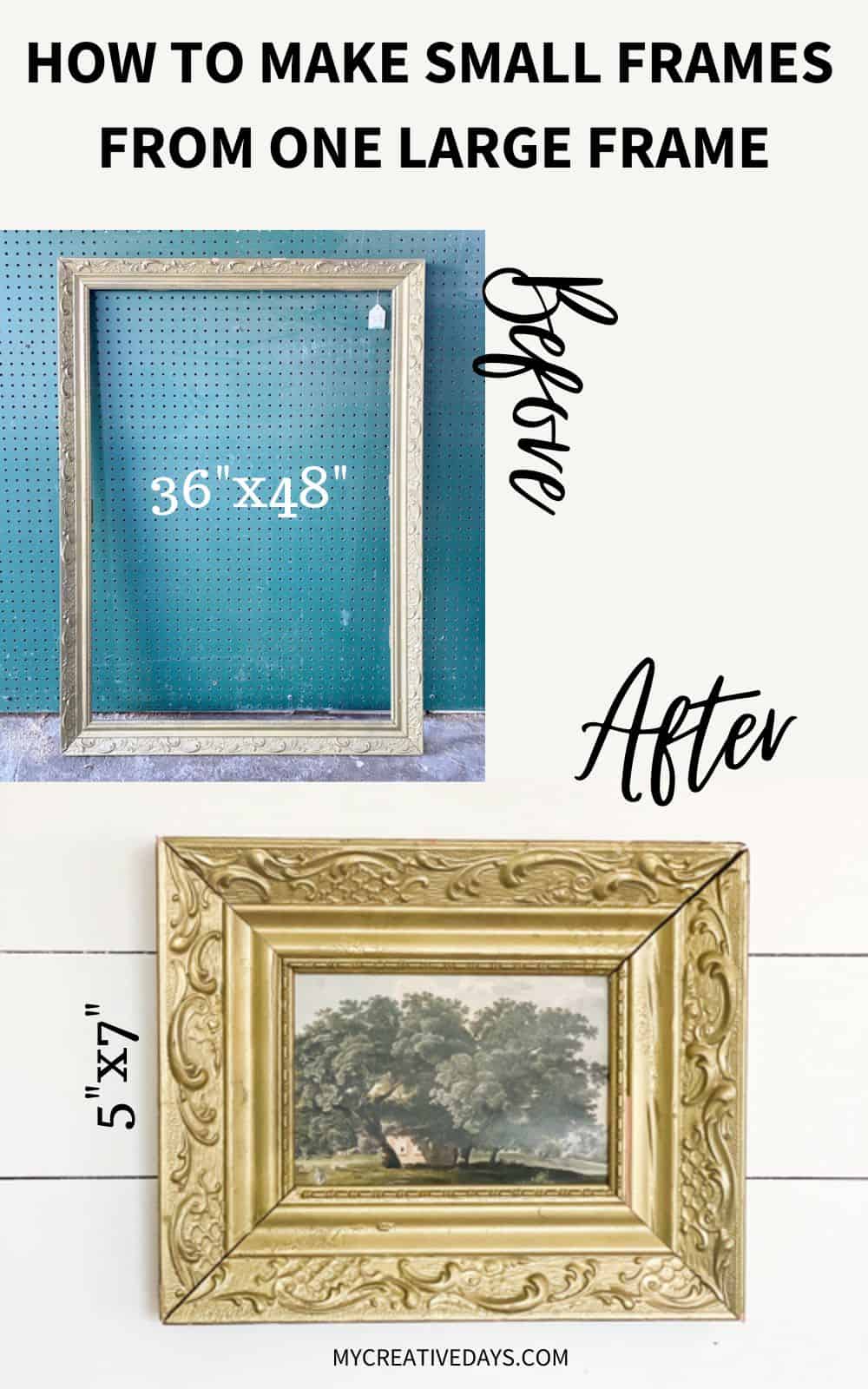 How To Make Small Frames From One Large Frame - My Creative Days