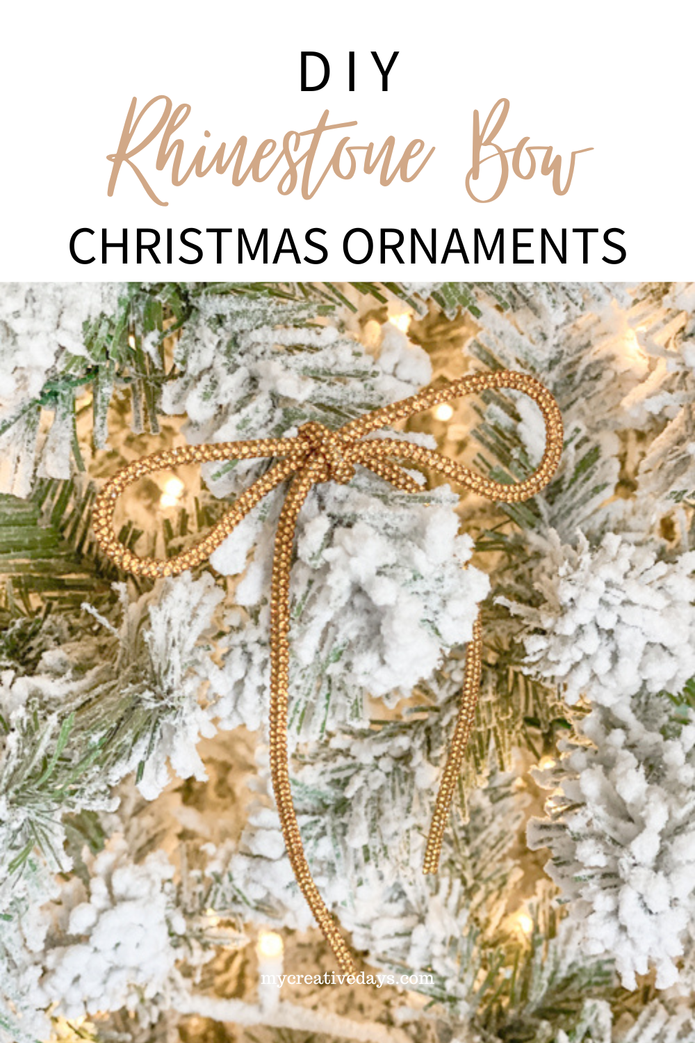 DIY Rhinestone Bow Christmas Ornaments - My Creative Days